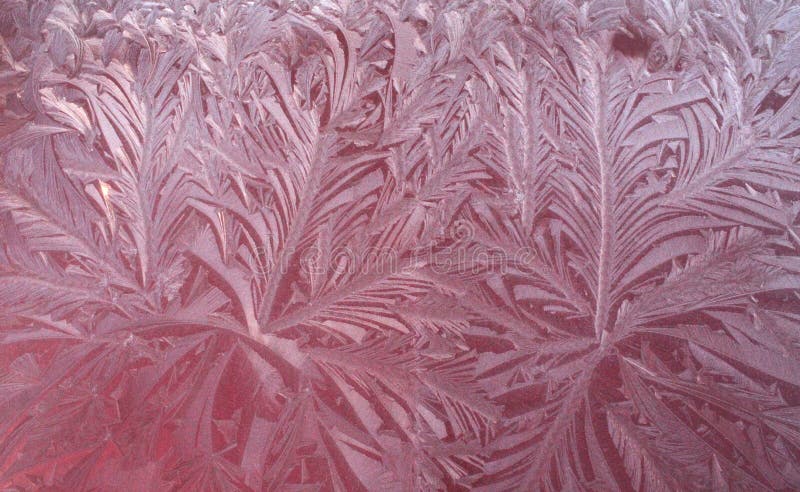 Frost Leaf Patterns on Red Paint Stock Image - Image of clings, pattern ...