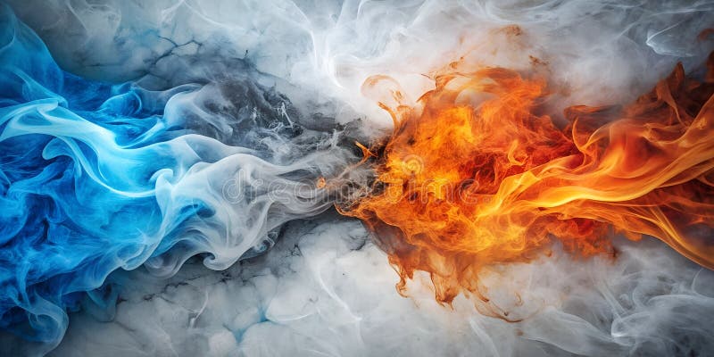 Frost and Flame Collide in a Marble Ink Dance of Opposites AI-Created ...