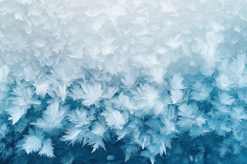 Frost Forming Intricate Patterns on Blue Glass Surface Stock Image ...