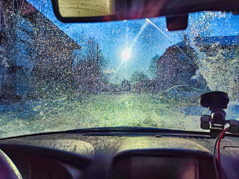 Frost on the Glass. Poor Visibility. Difficulties and Dangers of ...