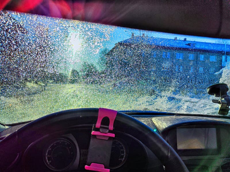 Frost on the Glass. Poor Visibility. Difficulties and Dangers of ...