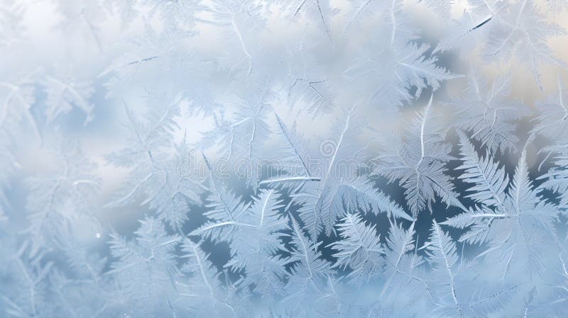 Frost, Ice Crystals Formed on the Glass Stock Illustration ...