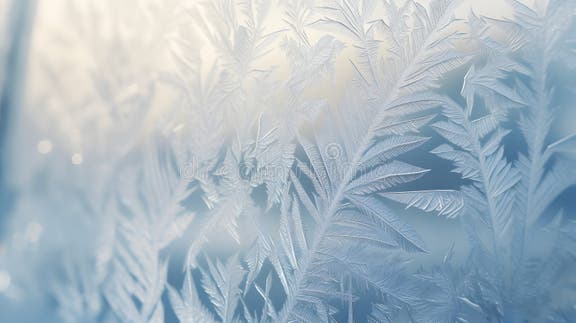 Frost, Ice Crystals Formed on the Glass Stock Illustration ...