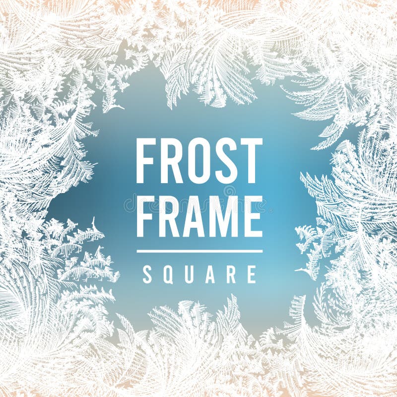 Frost Ice Window Pattern, Winter Square Design Frame Stock Illustration ...