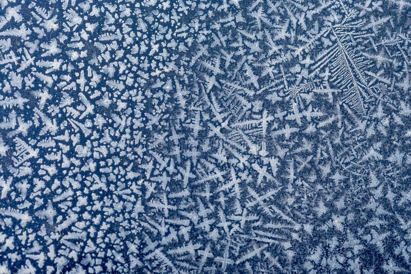 Frost Pattern on Blue Background Stock Image - Image of closeup ...