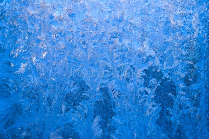 Frost Pattern on Frozen Window at Winter. Natural Background, Texture ...