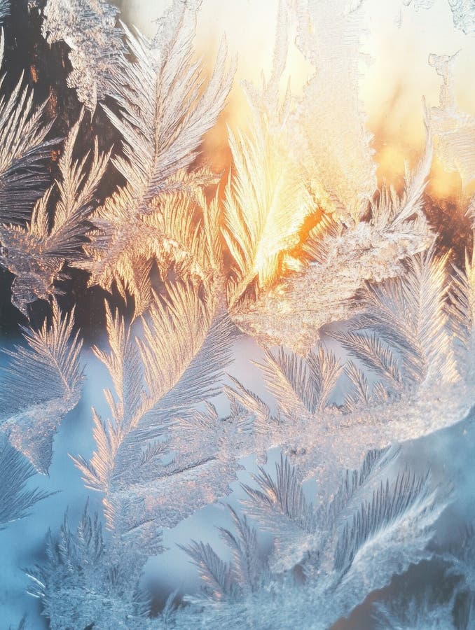 Frost Patterns Cold Window Sunlight Illuminating Intricate Icy Textures ...