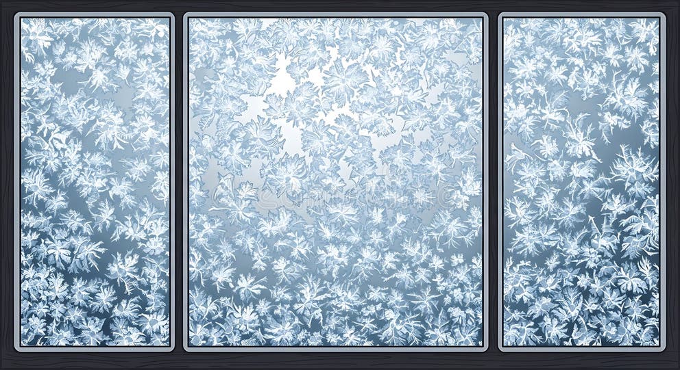 Frost Patterns Cover a Three-panel Window, Creating Intricate, Ice-like ...