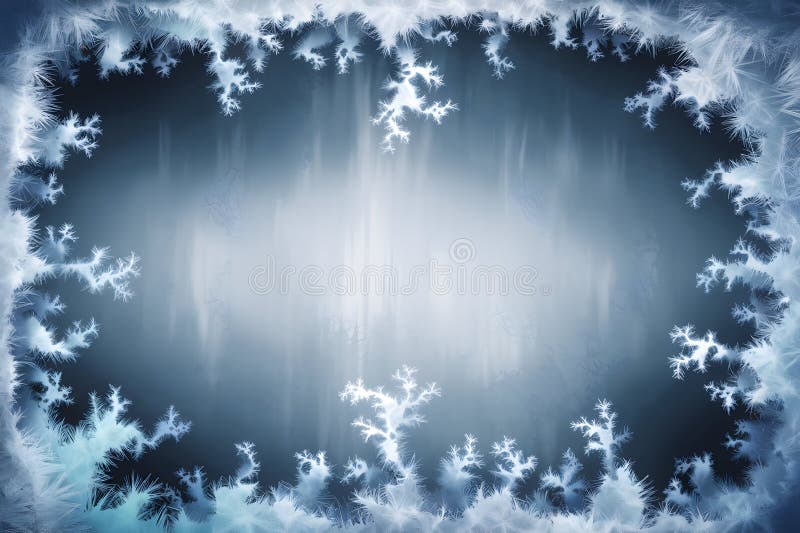 Frost Patterns Frame a Blue Gradient, Creating an Ethereal Icy Design ...