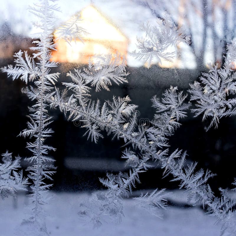 Frost patterns on glass stock image. Image of beautiful - 108886423