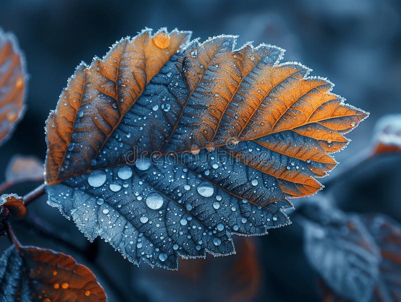Frost Patterns on a Leaf in Early Morning Stock Photo - Image of chilly ...