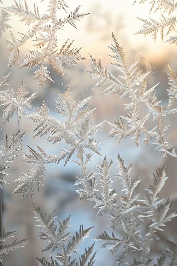 Frost Patterns on a Window during Winter, Creating Intricate Icy ...