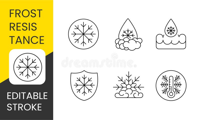Frost Resistance Vector Line Icon Set with Editable Stroke Stock ...