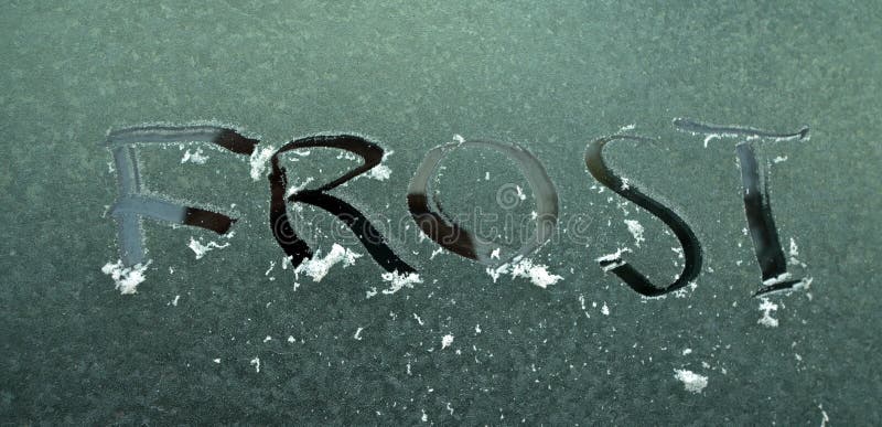 Frost Text on a Frozen Surface Stock Image - Image of blue, single ...