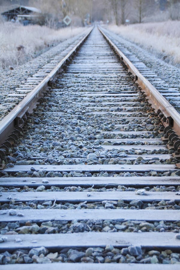 Frost on the Train Track stock image. Image of long, frigid - 65109371