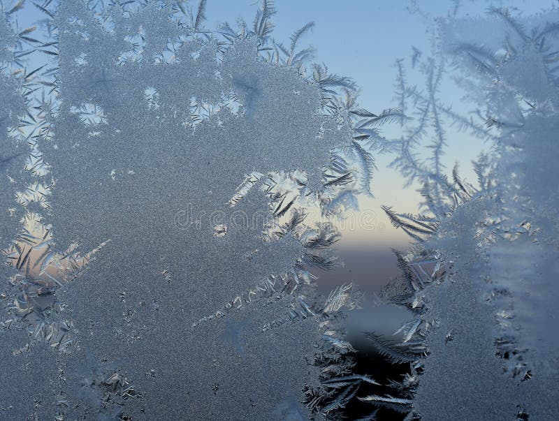 Frost on Window Pattern Ice Crystals Stock Photo - Image of nature ...