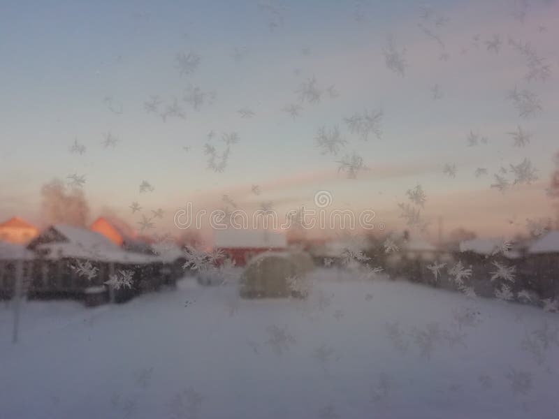Frost on the Windows on a Cold December Morning Stock Photo - Image of ...