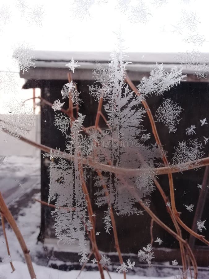 Frost on the Windows on a Cold December Morning Stock Photo - Image of ...
