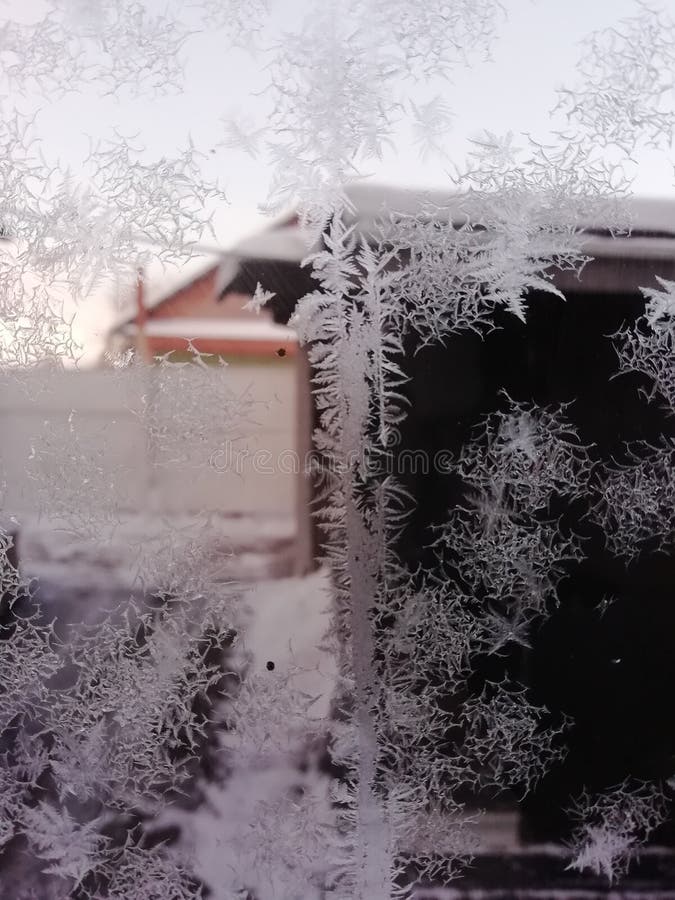 Frost on the Windows on a Cold December Morning Stock Photo - Image of ...
