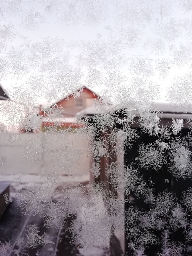 Frost on the Windows on a Cold December Morning Stock Photo - Image of ...