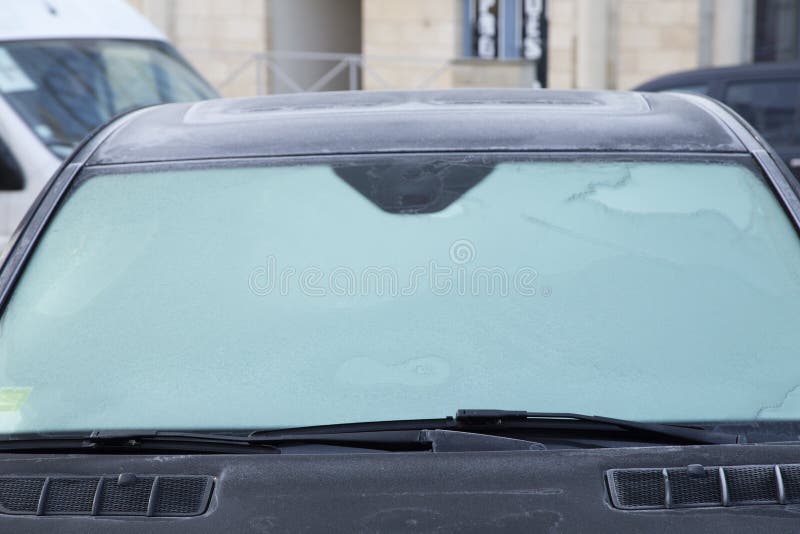 Frost on the windscreen stock photo. Image of problem - 174111224