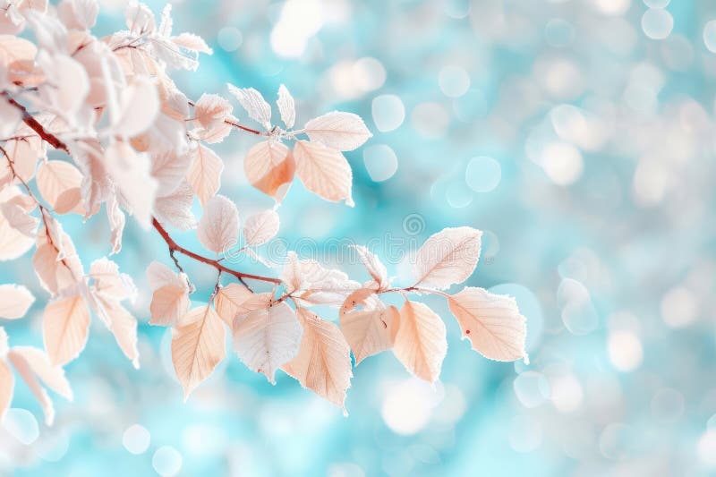 Frostcovered Tree Leaves with Unique Textures, Cool Color Scheme, High ...