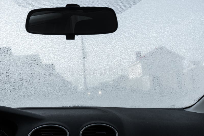 Frosted Car Glass. Frosty Patterns on a Car Windscreen Stock Photo ...