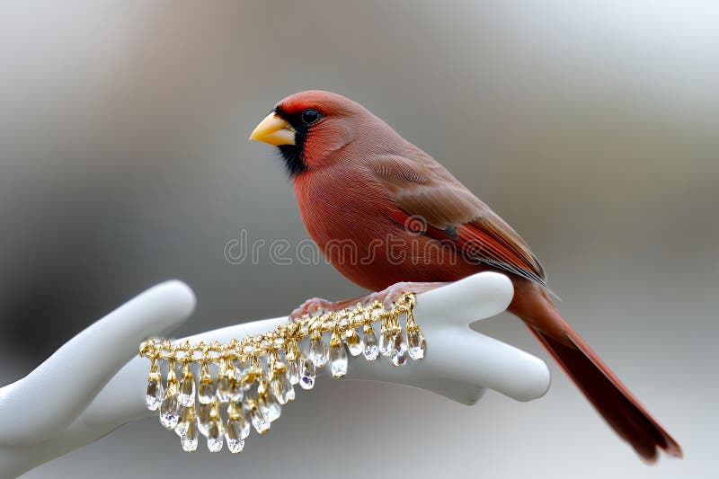 Frosted Cardinal on Ornate Hands Stock Illustration - Illustration of ...
