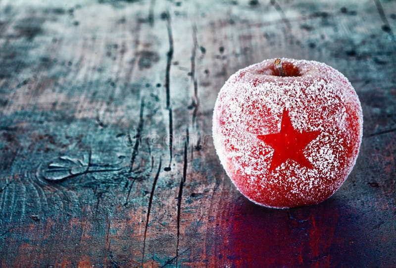 Frosted Christmas apple stock image. Image of cold, star - 27394491