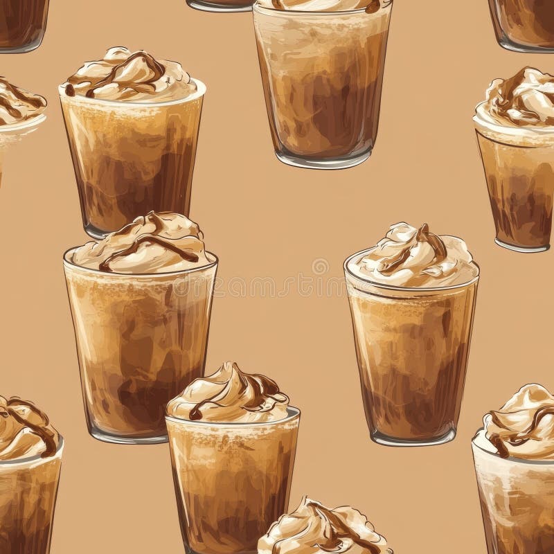 Frosted Cocoa Coffee Seamless Pattern for Print Design Stock ...