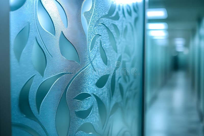Modern Frosted Glass Design in Office Corridor for Architectural ...