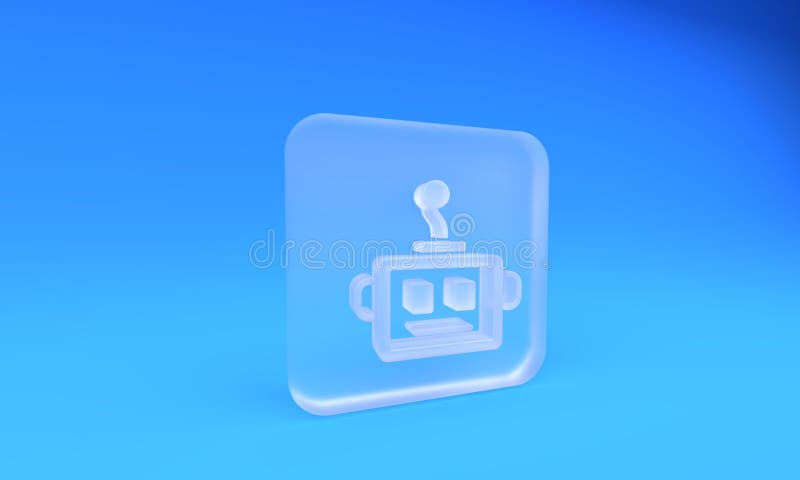 Frosted Glass Artificial Intelligence Robot Icon Isolated on Blue ...