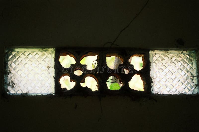 Frosted Glass Blocks and Textured Wall Openings Stock Image - Image of ...