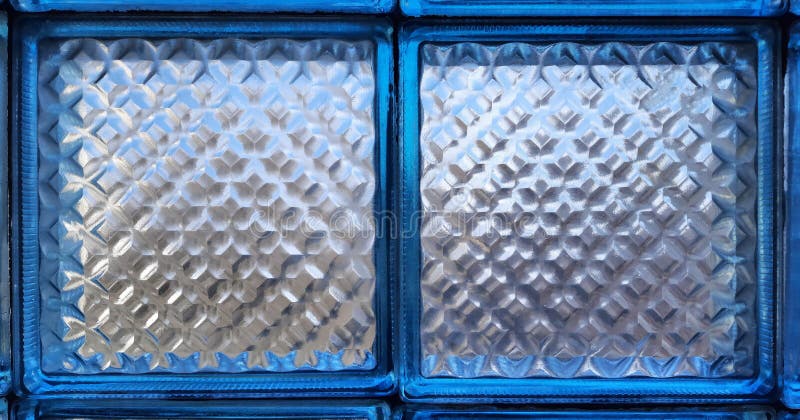 Frosted Glass Blue Tile Window, Square Glass Blocks, Two Pieces ...