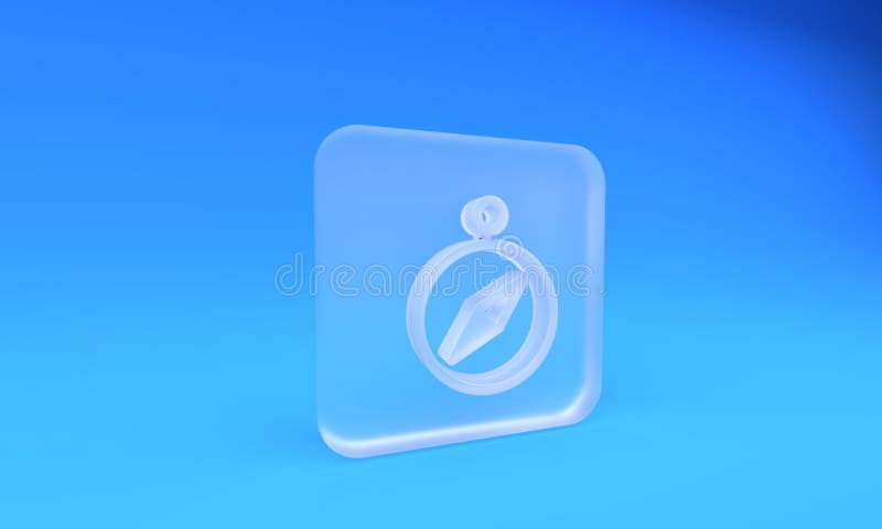 Frosted Glass Compass Icon Isolated on Blue Background. Windrose ...