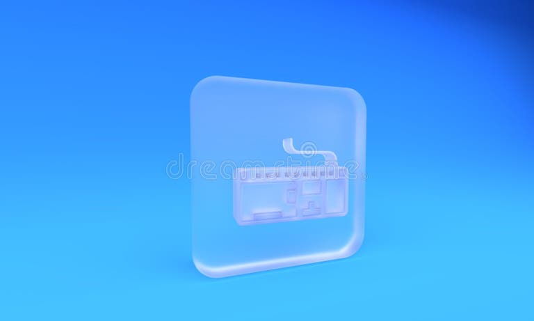 Frosted Glass Computer Keyboard Icon Isolated on Blue Background. PC ...