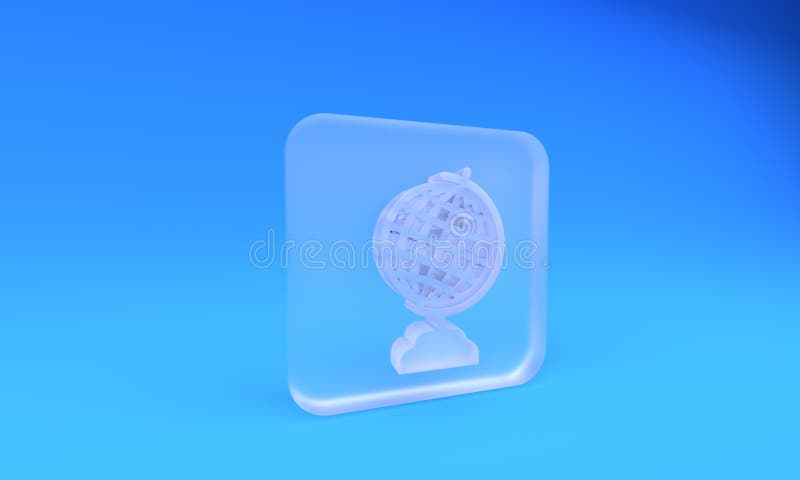 Frosted Glass Earth Globe Icon Isolated on Blue Background. Square ...