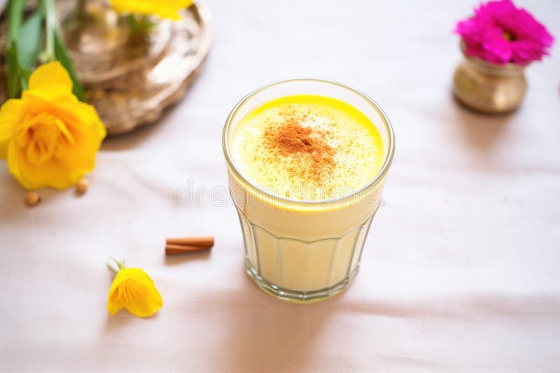 Frosted Glass Filled with Mango Lassi, a Sprinkle of Cinnamon Powder on ...