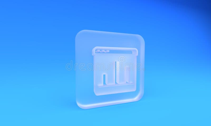Frosted Glass Graph, Chart, Diagram, Infographic Icon Isolated on Blue Background. Square ...