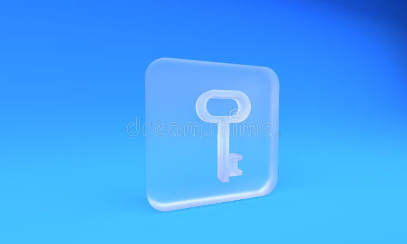 Frosted Glass House Key Icon Isolated on Blue Background. Square ...