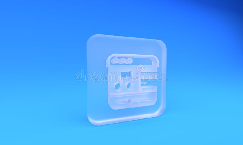 Frosted Glass Music Player Icon Isolated on Blue Background. Portable ...
