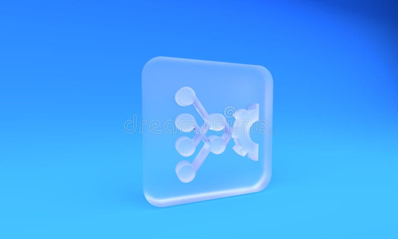Frosted Glass Neural Network Icon Isolated on Blue Background ...