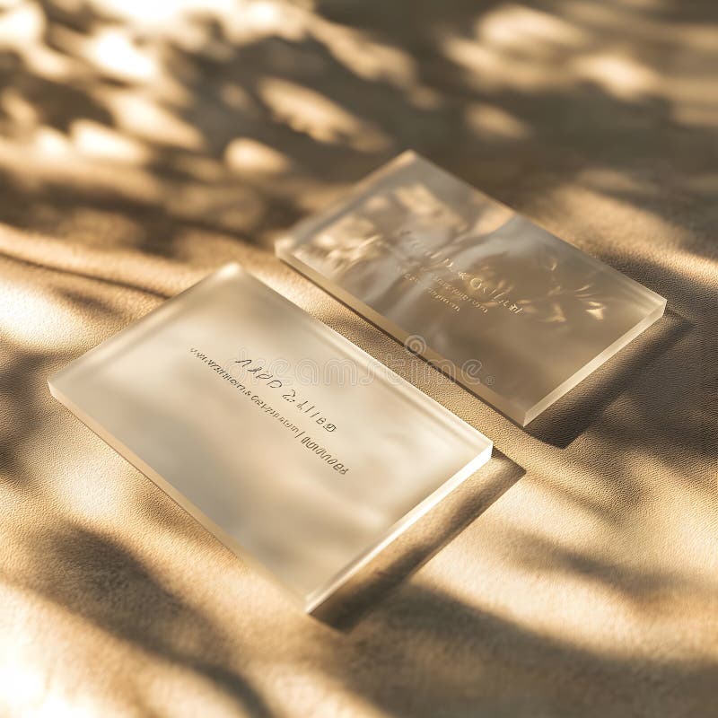Frosted Glass Rectangles on Sandy Surface in Warm Sunlight Stock ...