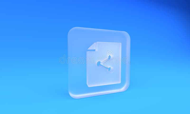Frosted Glass Share File Icon Isolated on Blue Background. File Sharing ...