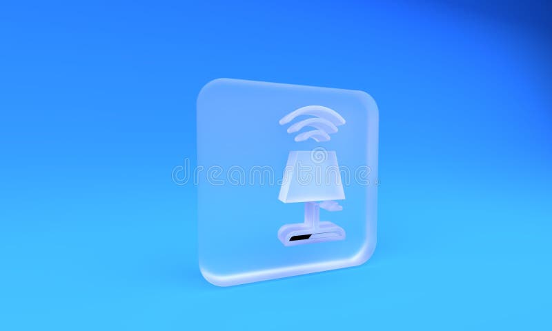 Frosted Glass Smart Table Lamp System Icon Isolated on Blue Background ...