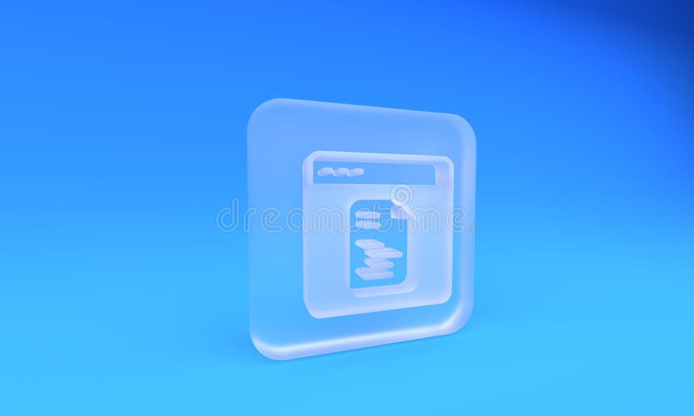 Frosted Glass Software, Web Developer Programming Code Icon Isolated on Blue Background ...