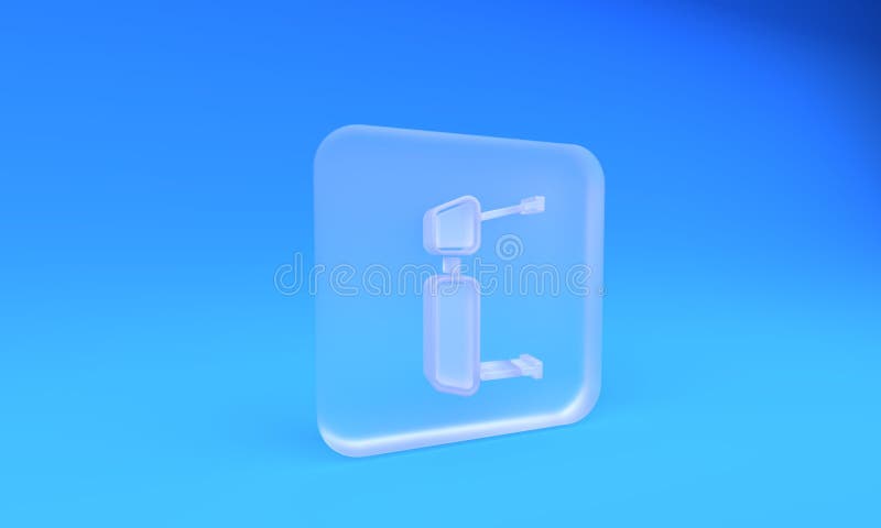 Frosted Glass Truck Side Mirror Icon Isolated on Blue Background ...