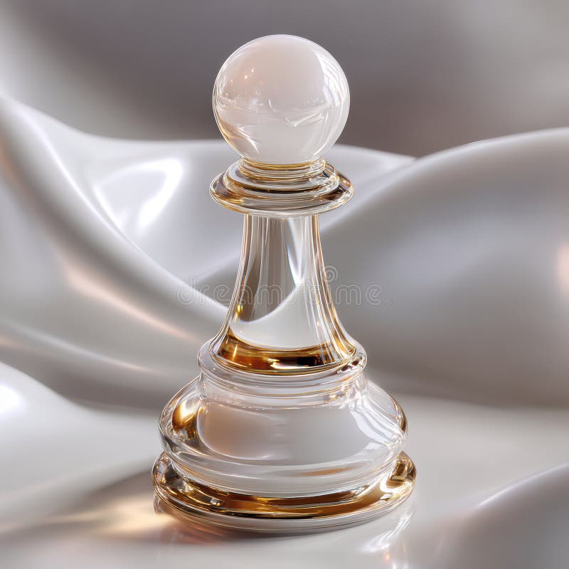 Frosted Glass White Chess Pawn on Glossy White Surface – Hyperrealistic ...