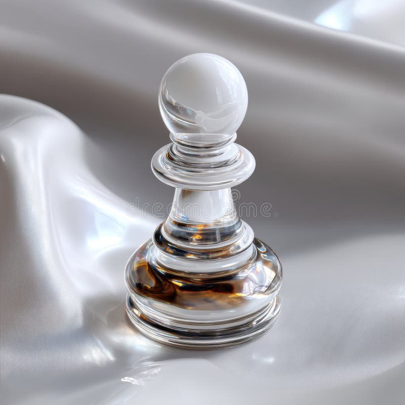 Frosted Glass White Chess Pawn on Glossy White Surface – Hyperrealistic ...