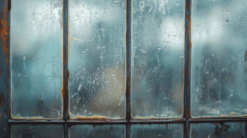 Frosted Glass Window with Rusty Frame Stock Illustration - Illustration ...
